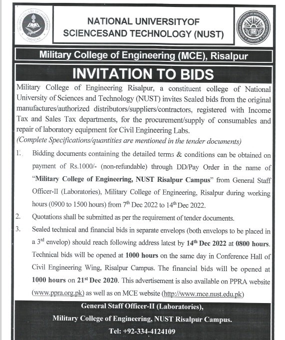 Invitation To Bids | NUST