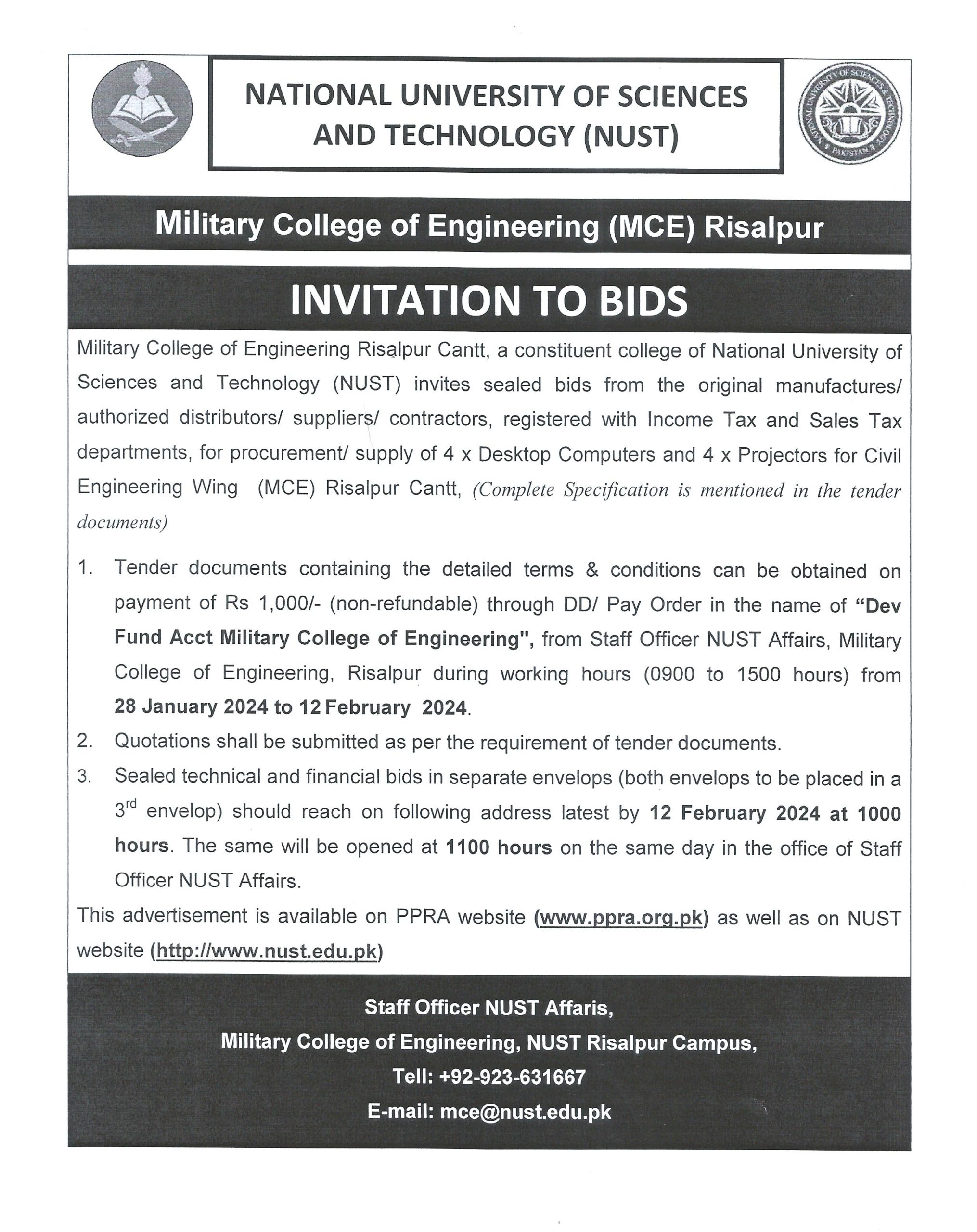 Invitation to Bids | NUST