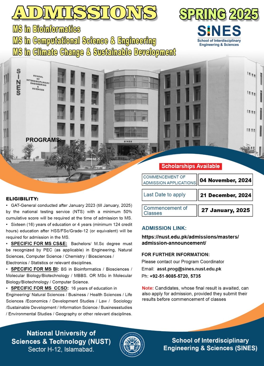 ADMISSION ANNOUNCEMENT | NUST