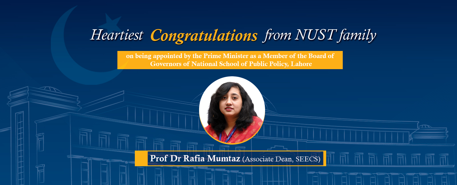 Congratulations to Prof Dr Rafia Mumtaz, Associate Dean at SEECS, NUST ...