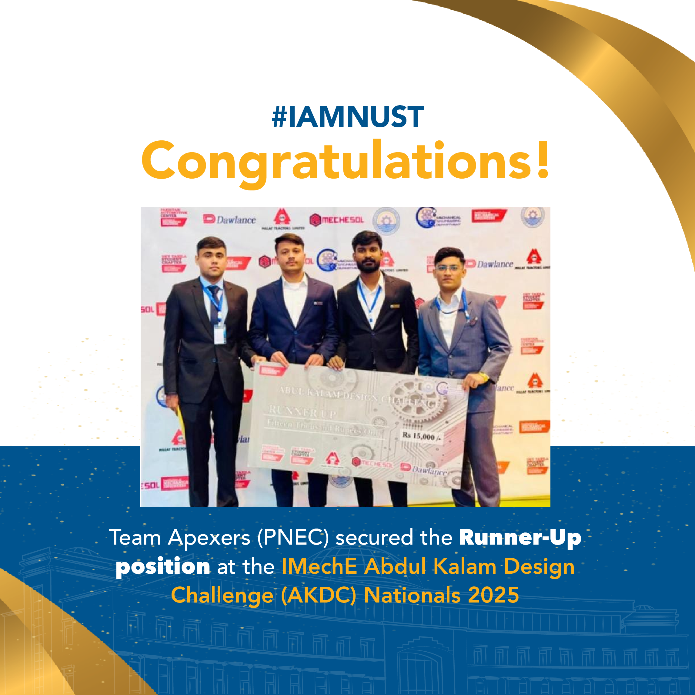 Team Apexers from PNEC-NUST at IMechE Abdul Kalam Design Challenge ...